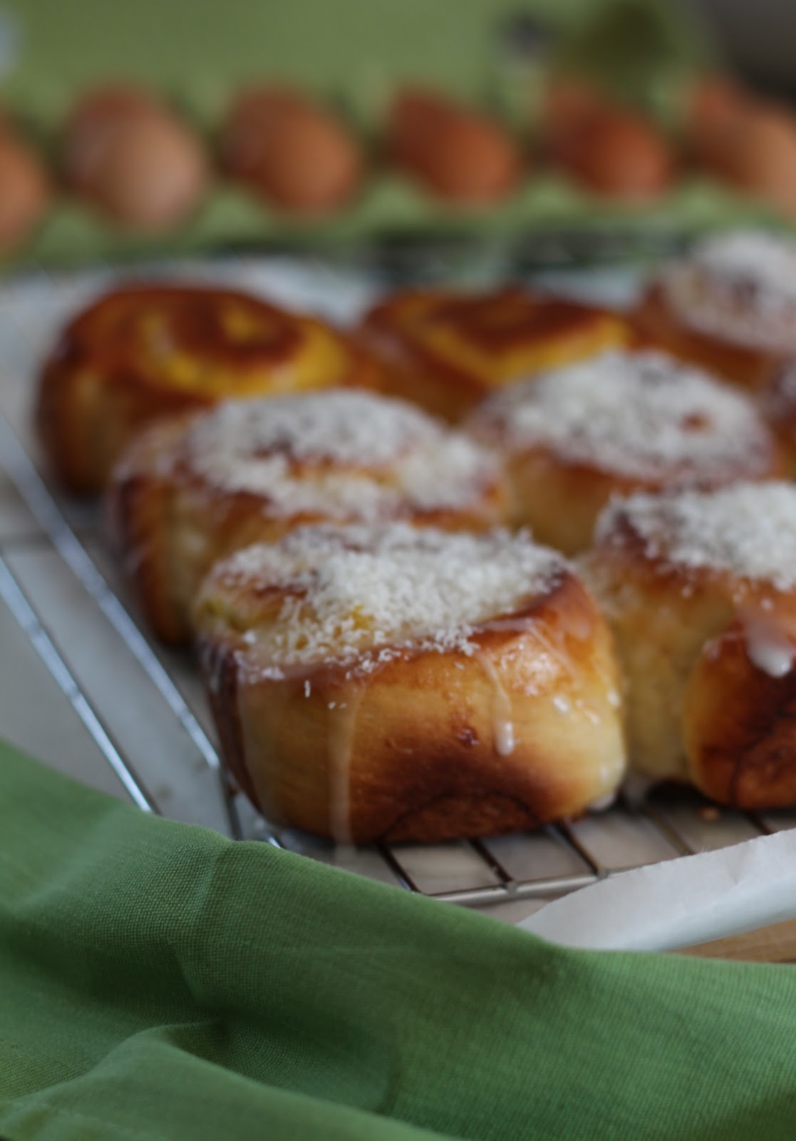 Me Te Aroha: Coconut Icing Custard Scroll