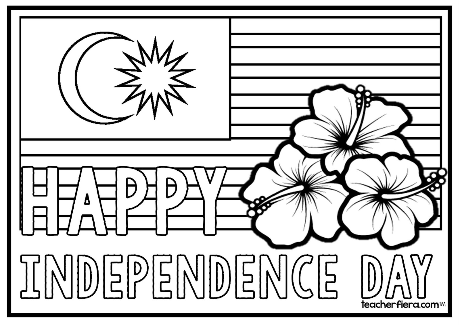 Bunga Raya Colouring Page