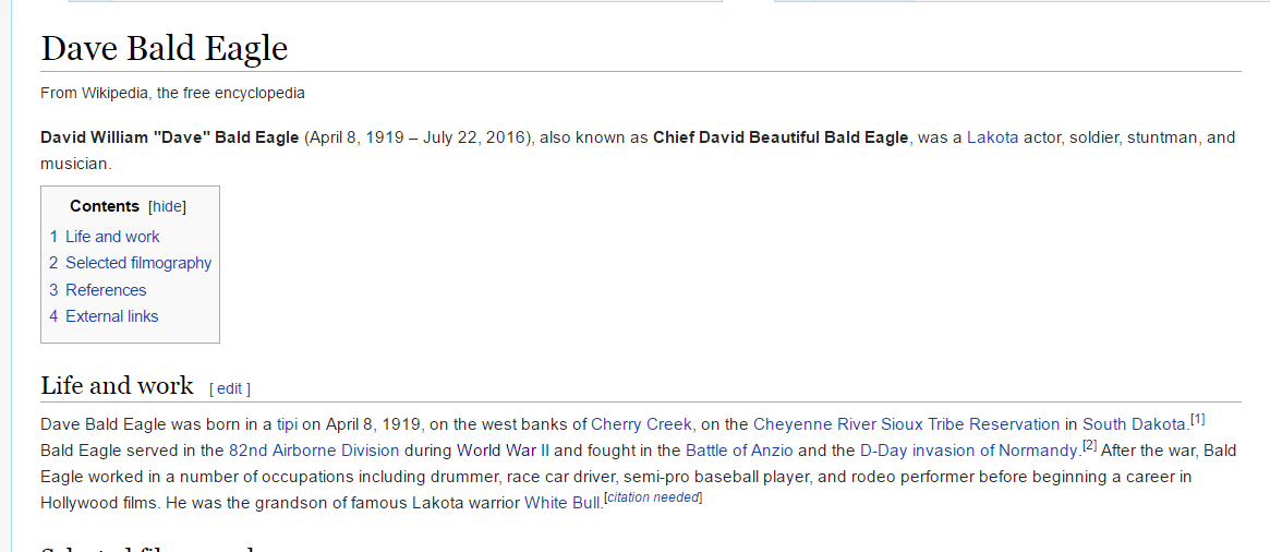 The Mindless Freaks: Death of Chief David Bald Eagle/Dances with Wolves ...