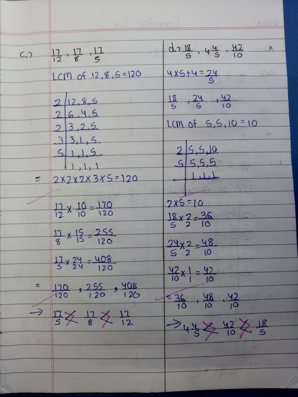 Math ch-Fractions notebook work