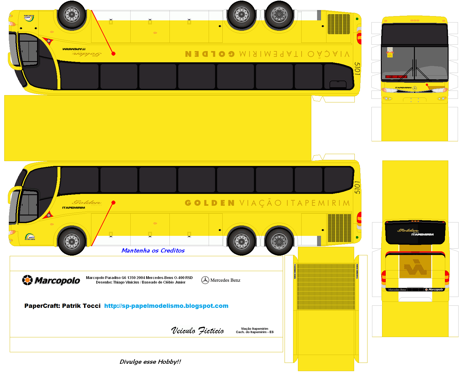 SP. Papel Modelismo: PaperCraft Ônibus Marcopolo Paradiso G6 1350 ...