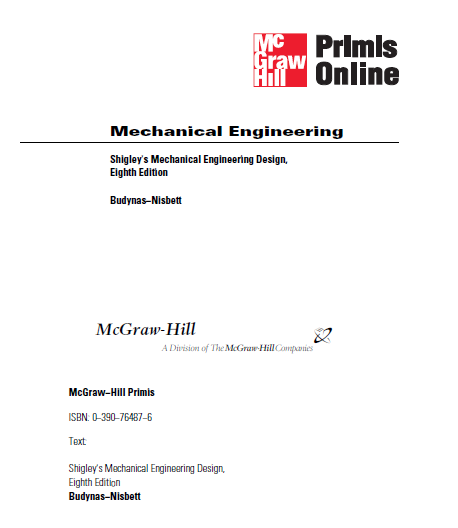 E book : Mechanical Engineering Design by McGraw-Hill
