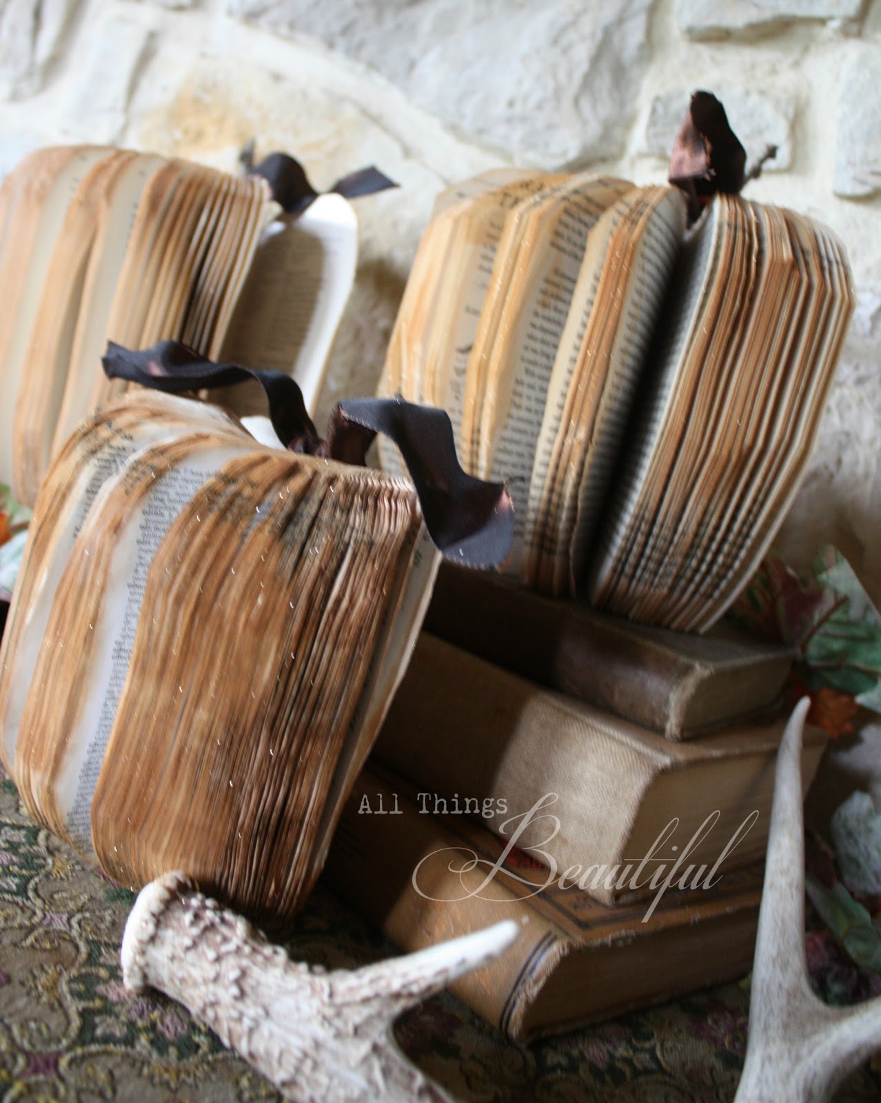 All Things Beautiful: {Book Pumpkins} Fall Vignette