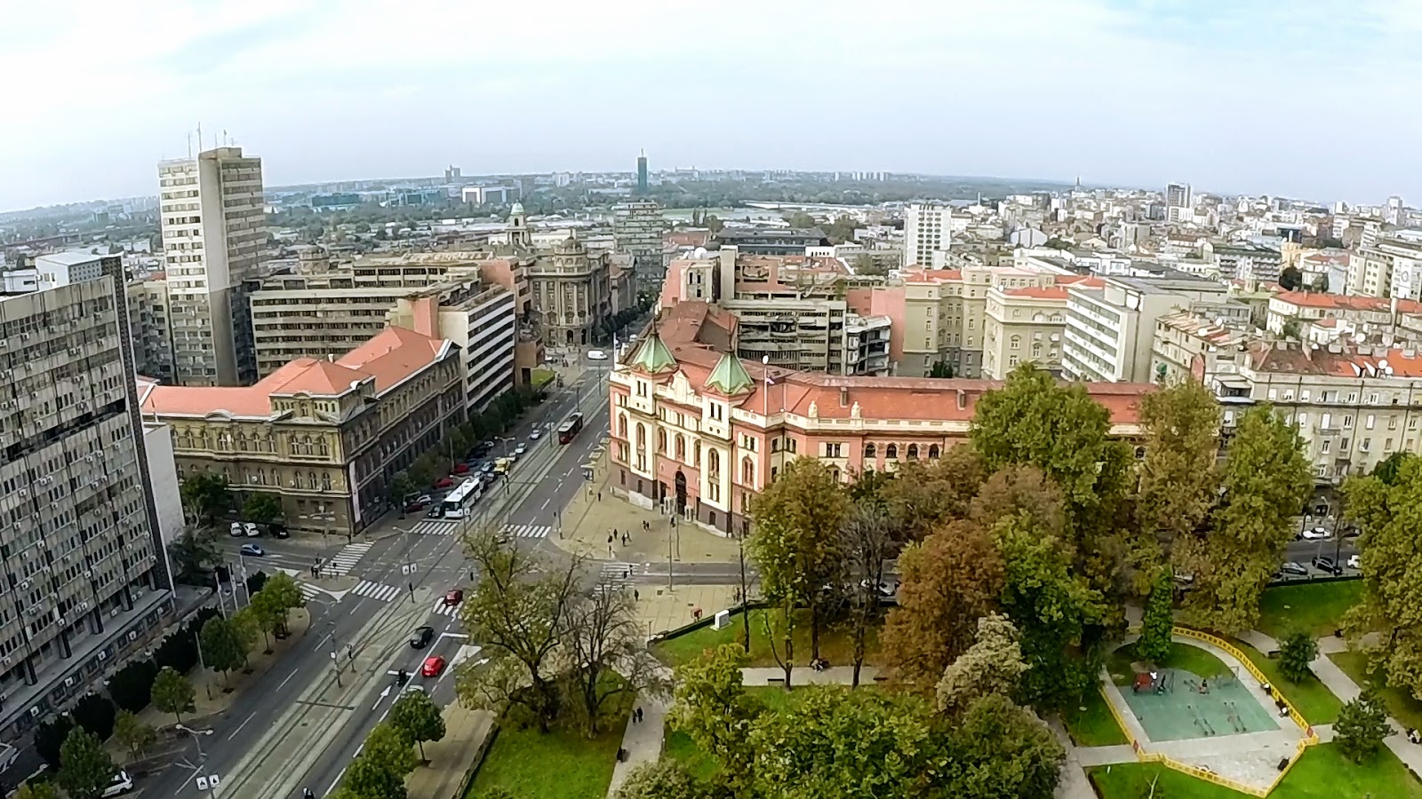Snimanje iz vazduha: Beograd - KST , Slavija