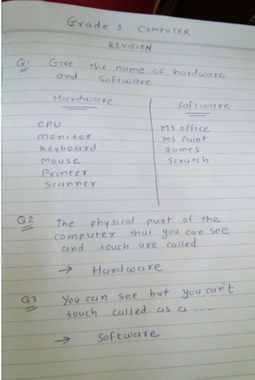 Computer Grade 3 Revision Questions and Answers