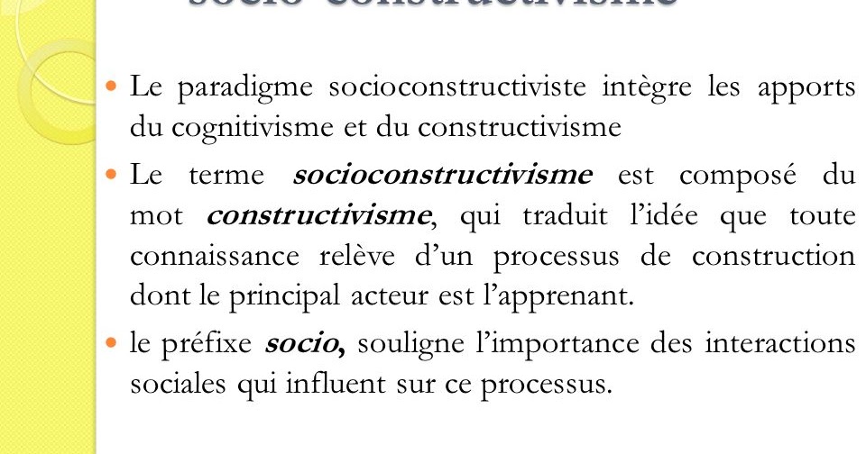 Le socio constructivisme