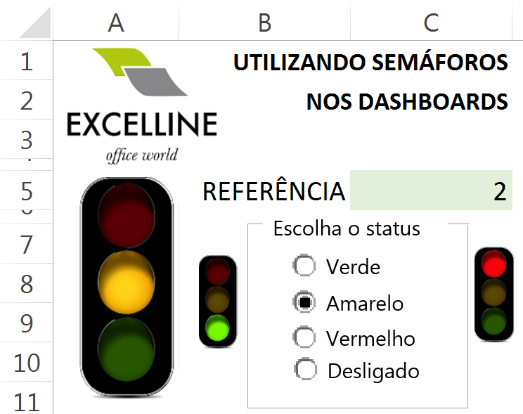 ExcelLine Office World: Excel: Inserindo um "semáforo" em seu Dashboard
