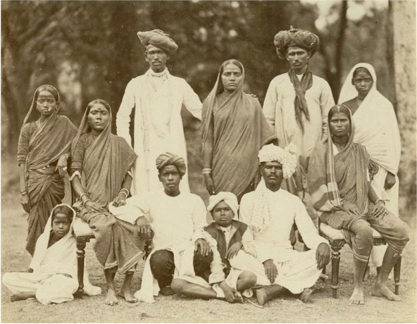 Mahratta Family Group Photograph - India c1880 - Old Indian Photos