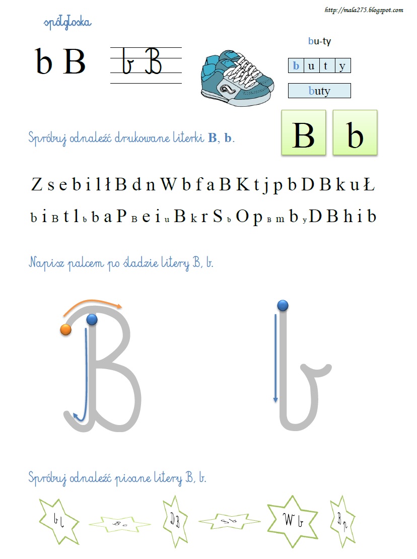 BLOG EDUKACYJNY DLA DZIECI: LITERKA B - KARTY PRACY