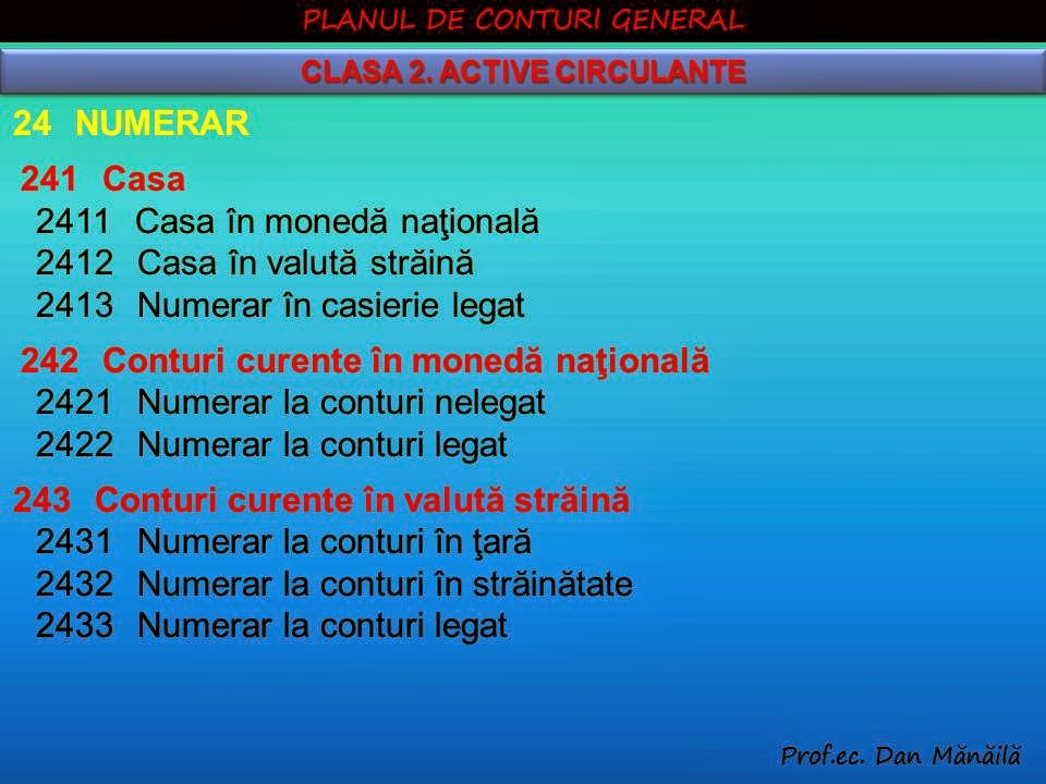 Profu`economist: PLANUL DE CONTURI GENERAL