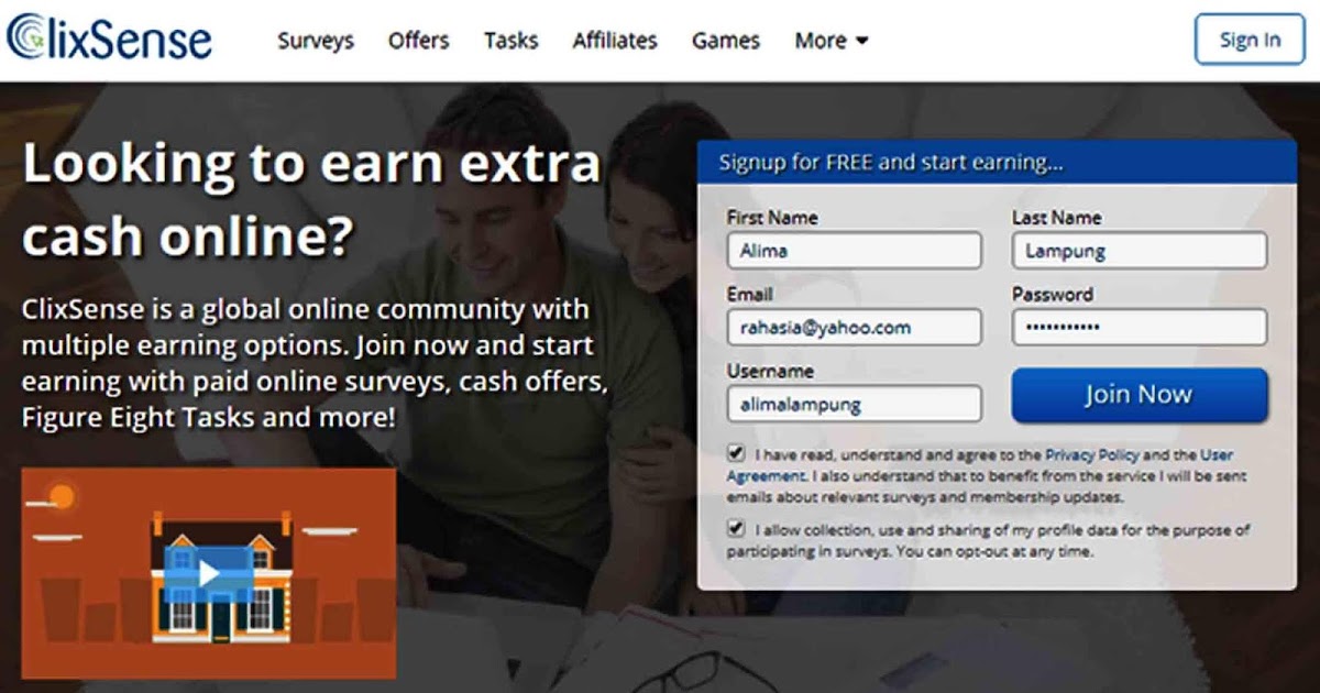 Hasilkan Uang Dollar di ClixSense sekarang ysense, Teman Kerja Online ...
