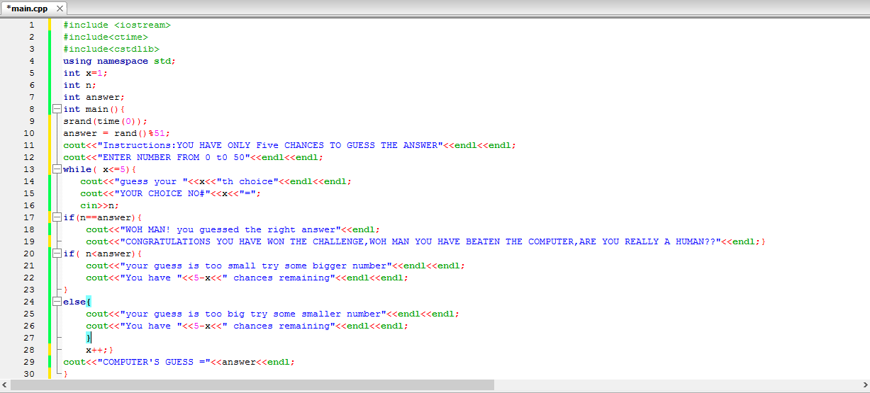 CAN YOU BEAT THE COMPUTER??OH REALLY? - C++programming