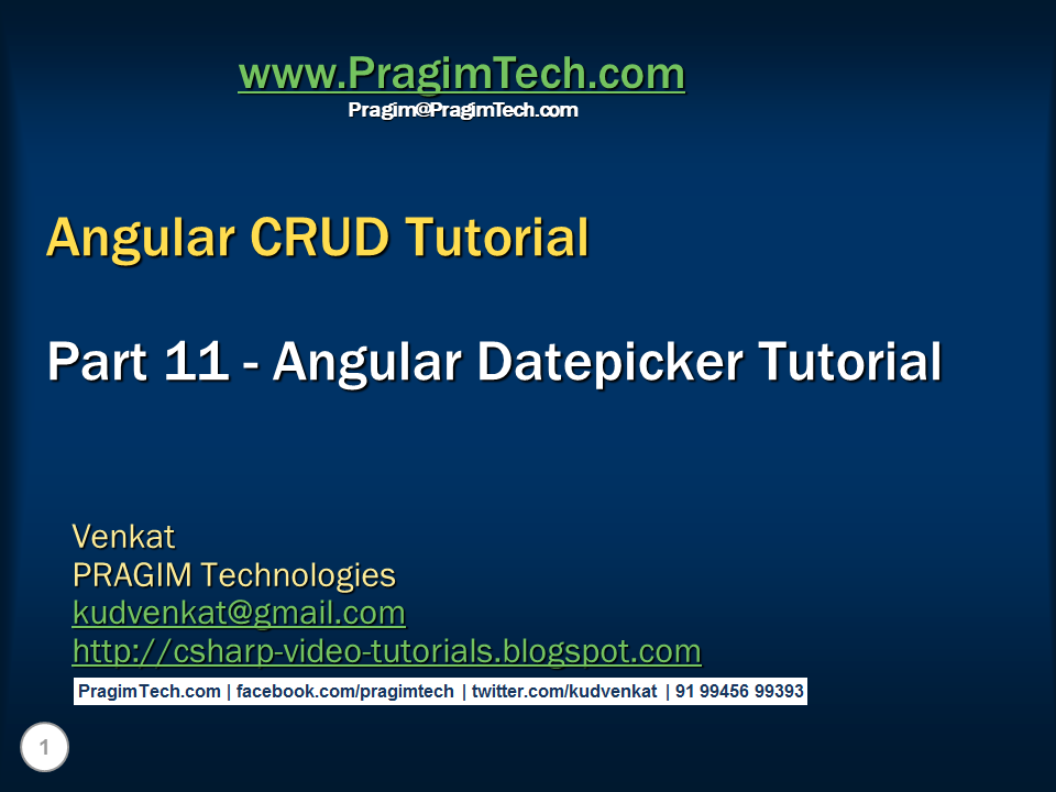 Sql Server Net And C Video Tutorial Angular Datepicker Tutorial Slides