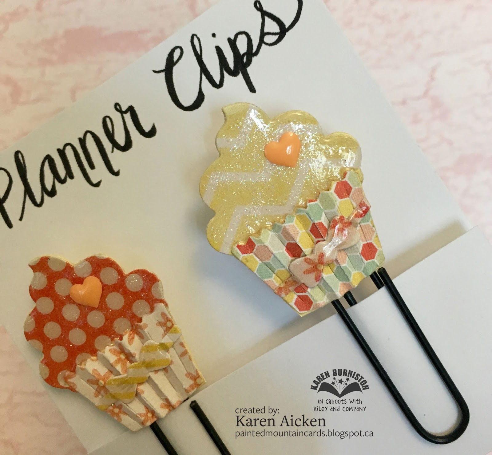 Painted Mountain Cards: Cupcake Pop-Up Card & Planner Clips