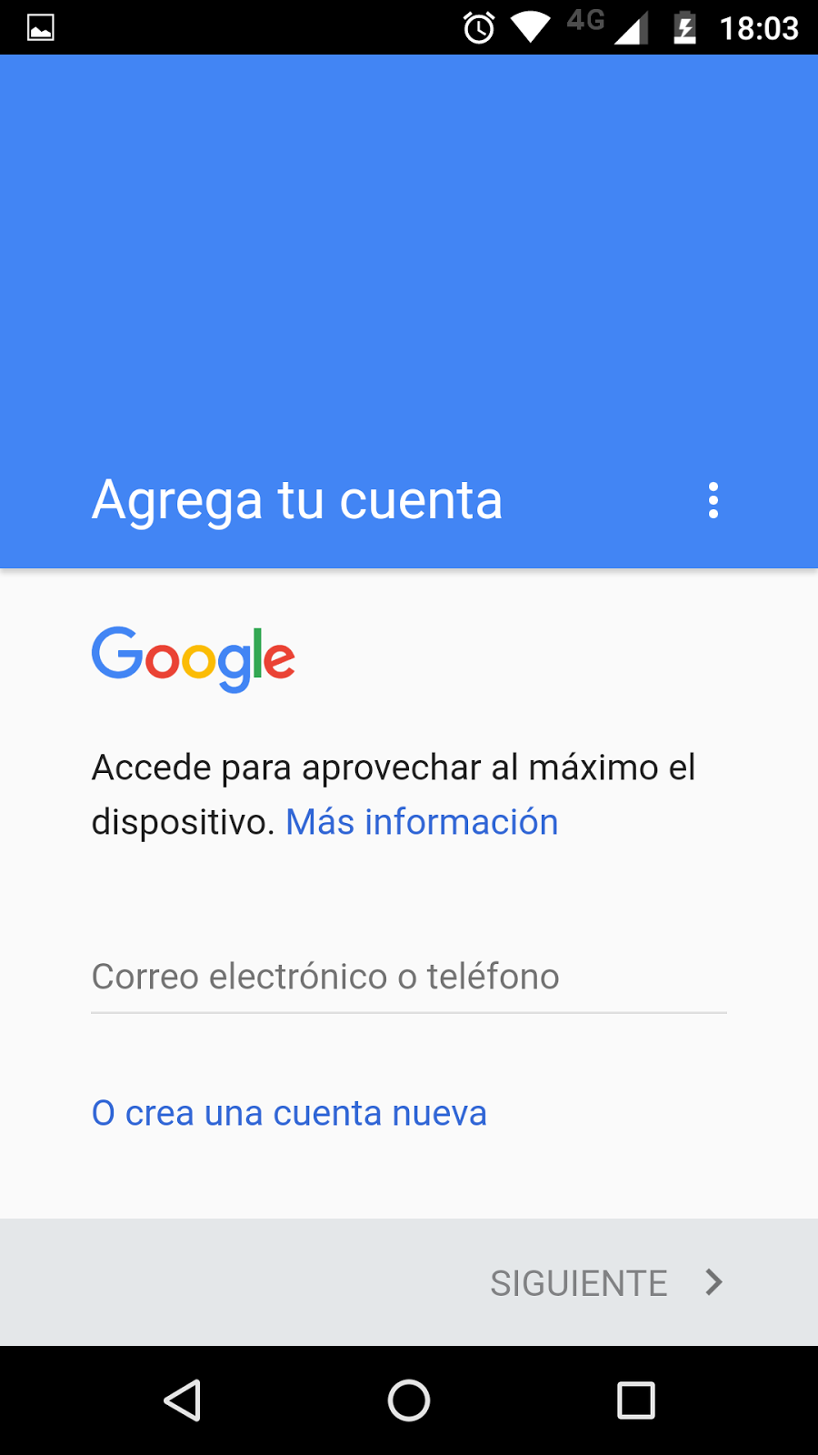Como agregar una nueva cuenta Google a un equipo Android