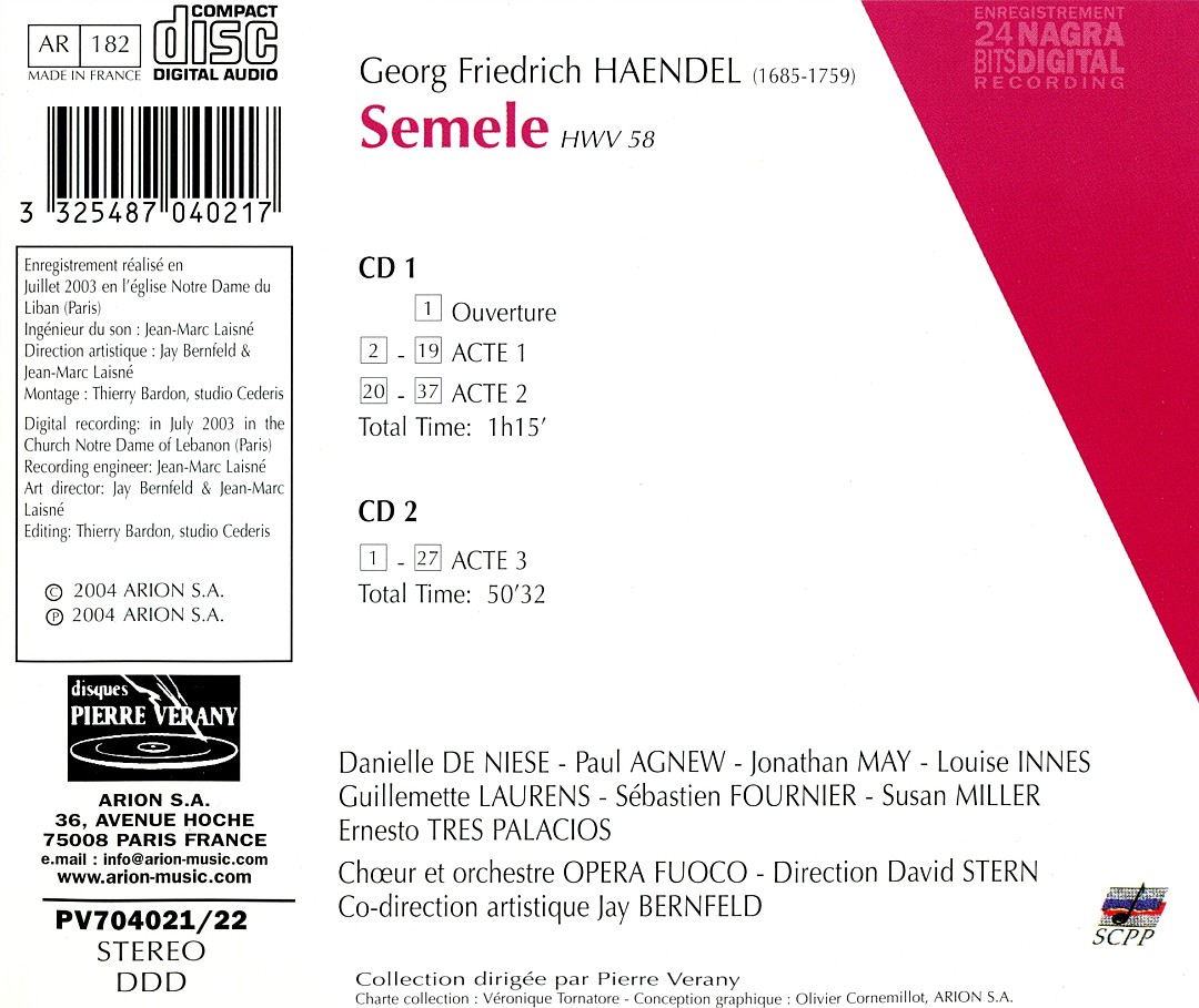 makdelart - classique: Handel - Semele (David Stern [Opera Fuoco]) [2CDs]