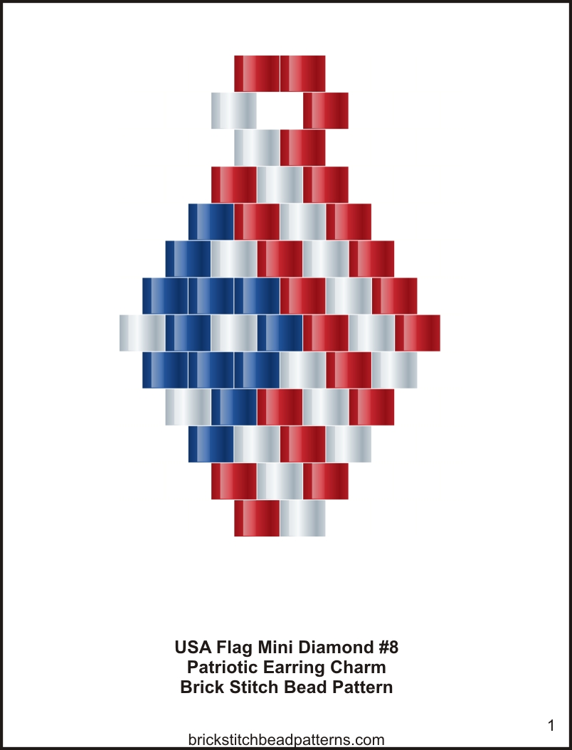 Brick Stitch Bead Patterns Journal: USA Flag Mini Diamond #8 Brick ...