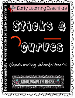 Kindergarten Kiosk: Sticks and Curves: Uppercase Handwriting Worksheets