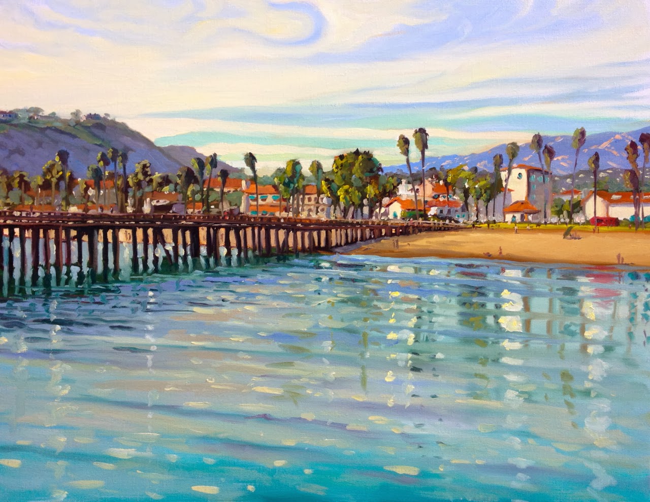 Chris Potter Prints: "Stearns Wharf View", Santa Barbara Waterfront ...