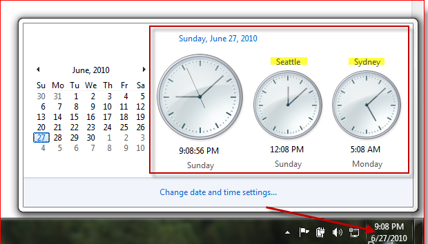 Setting Additional Clocks on Taskbar