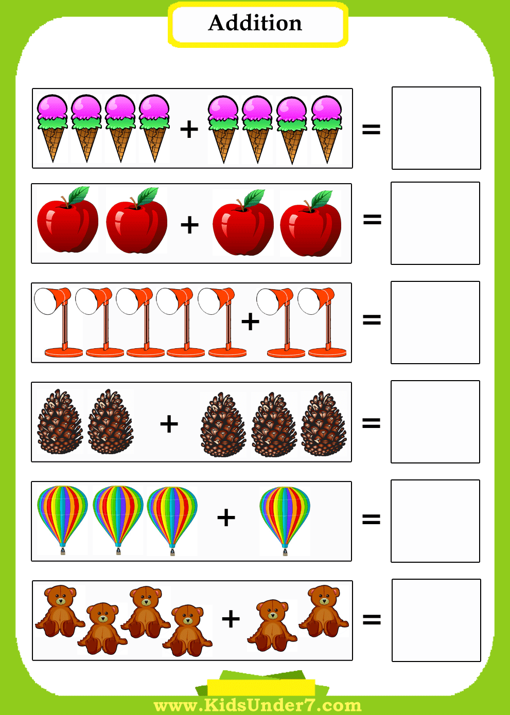 Kindergarten Simple Addition Worksheets
