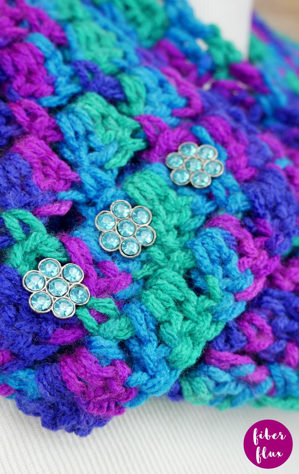 Fiber Flux: Joyful Jewels Button Scarf, Free Crochet Pattern + Video
