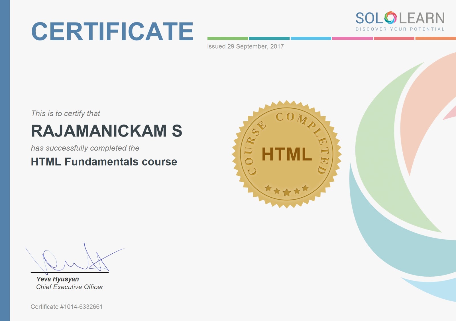 Solo Learn Certificates