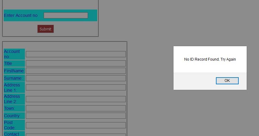 Free Programming Source Codes and Computer Programming Tutorials: Search a Record With No Record ...