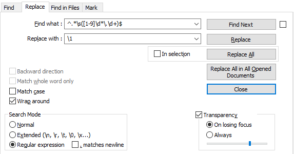 Short Fast Code: notepad++ regex replace