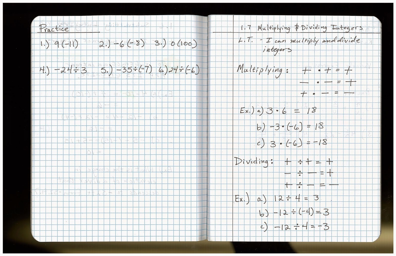 Heidemann 8th Grade Math Pre Algebra Notes And HW For 9 15