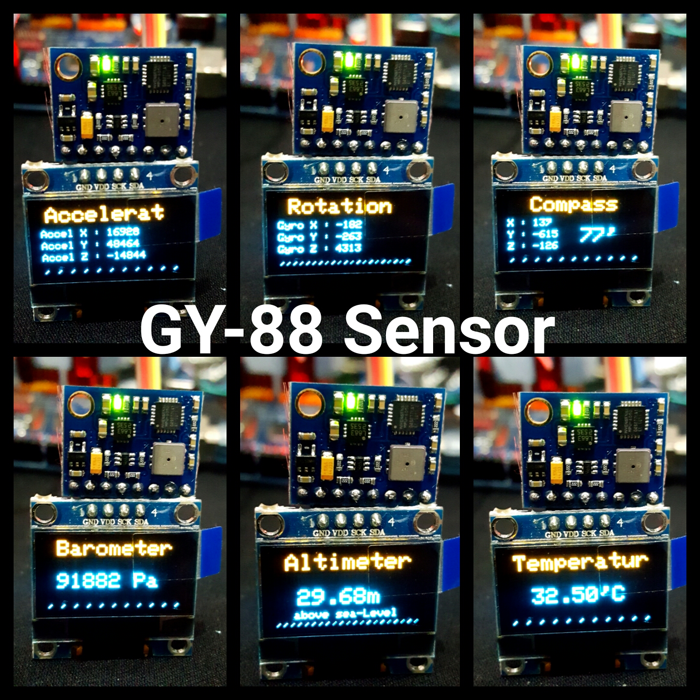GY-88 : Altimeter ,Accelerometer ,Tilt meter, Barometer, Temperature ...