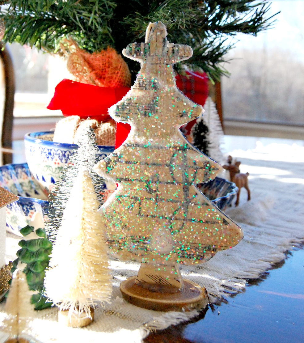 DIY Scrapbook Paper Christmas Trees & Vignette - At Home with Jemma