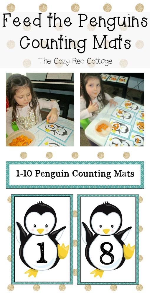 The Cozy Red Cottage: Feed the Penguin Counting Mats
