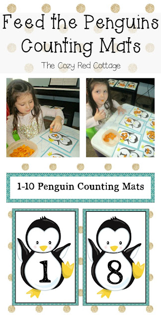 The Cozy Red Cottage: Feed the Penguin Counting Mats