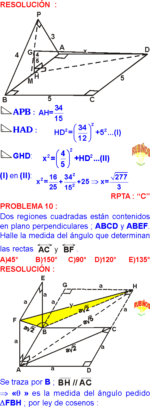 ÁNGULOS EN EL ESPACIO - DIEDROS Y TRIEDROS EJERCICIOS RESUELTOS PDF