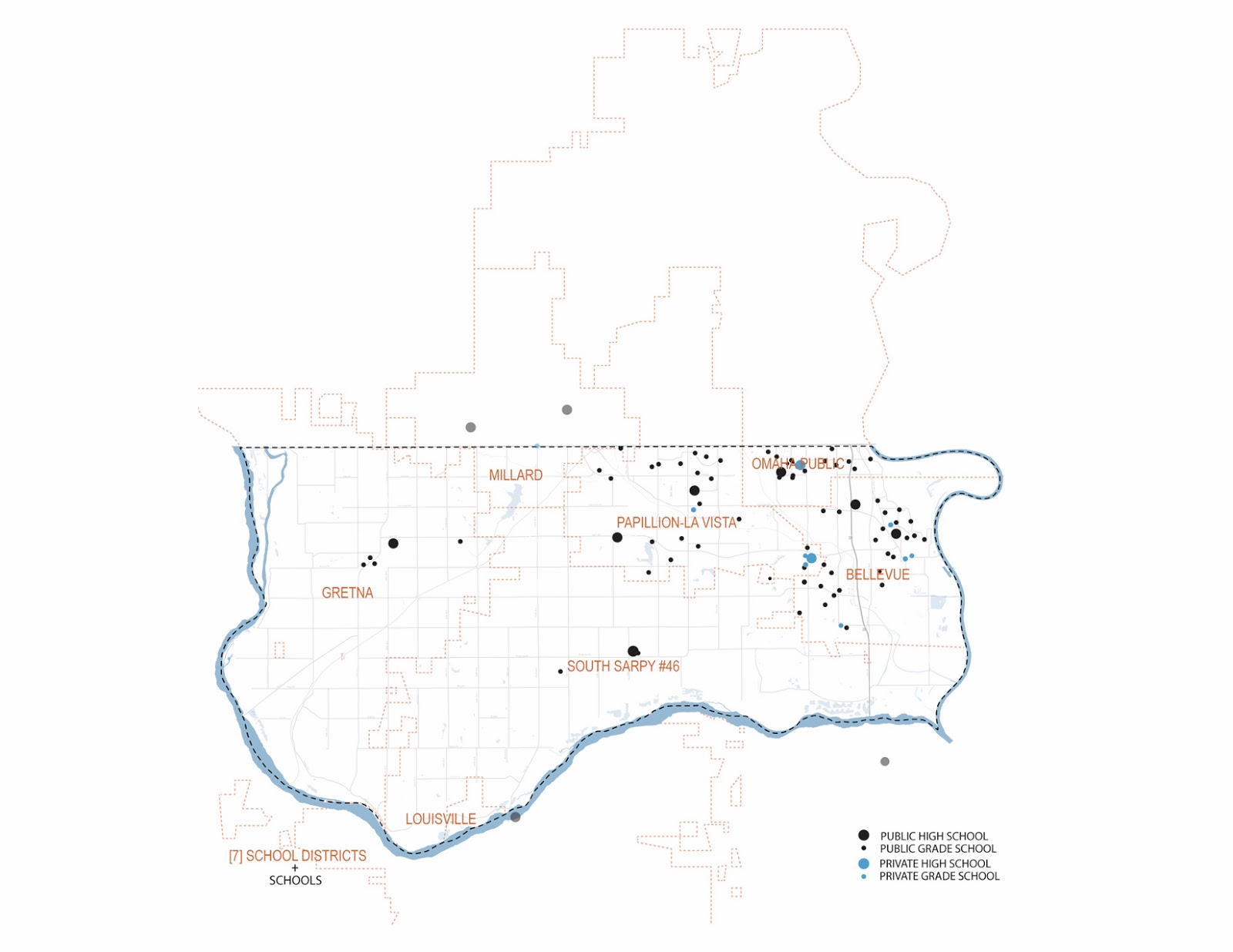 Project Territory: Sarpy County Future Land Use Zoning + Developed Area