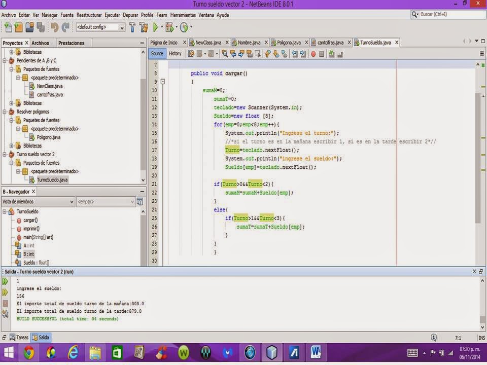 Puroguramo o Programar: programa de java sueldo por turnos vector 2