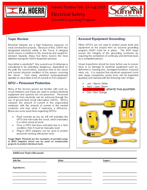P.J. Hoerr, Inc.: P.J. Hoerr & Summit Masonry Weekly Toolbox Talk ...
