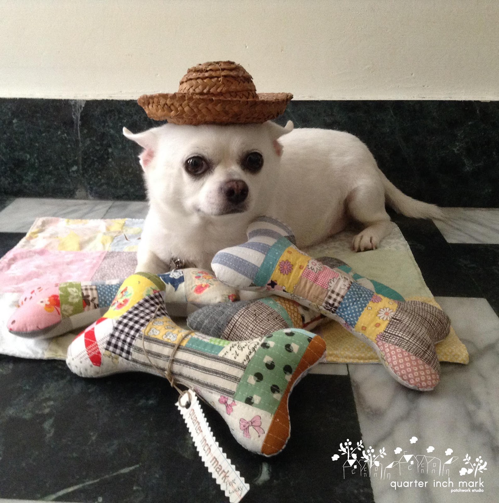 1/4" mark: Lucky Bone Patchwork Toy Sewing Pattern