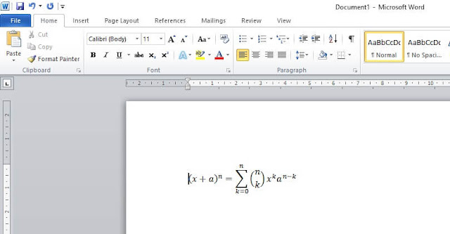 Cara Mudah Memasukkan atau Menulis Rumus Matematika Di Microsoft Word