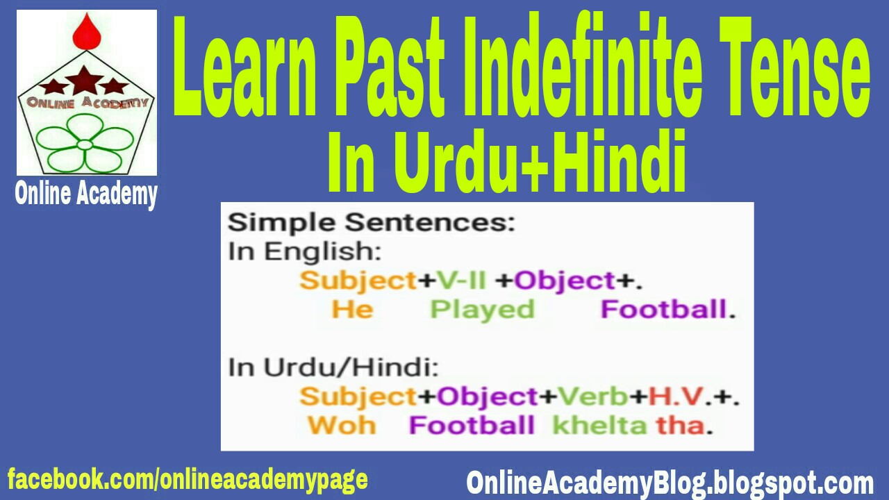 Online Academy Blog: Learn English Past Indefinite Tense in Urdu and Hindi