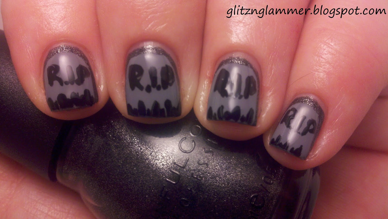 glitznglammer: Halloween Nail Art Challenge: Tombstones