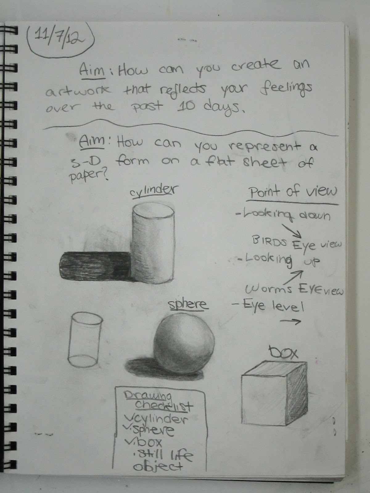 Studio Art with Ms. Hopenwasser: Shading a Sphere and Drawing Forms and ...