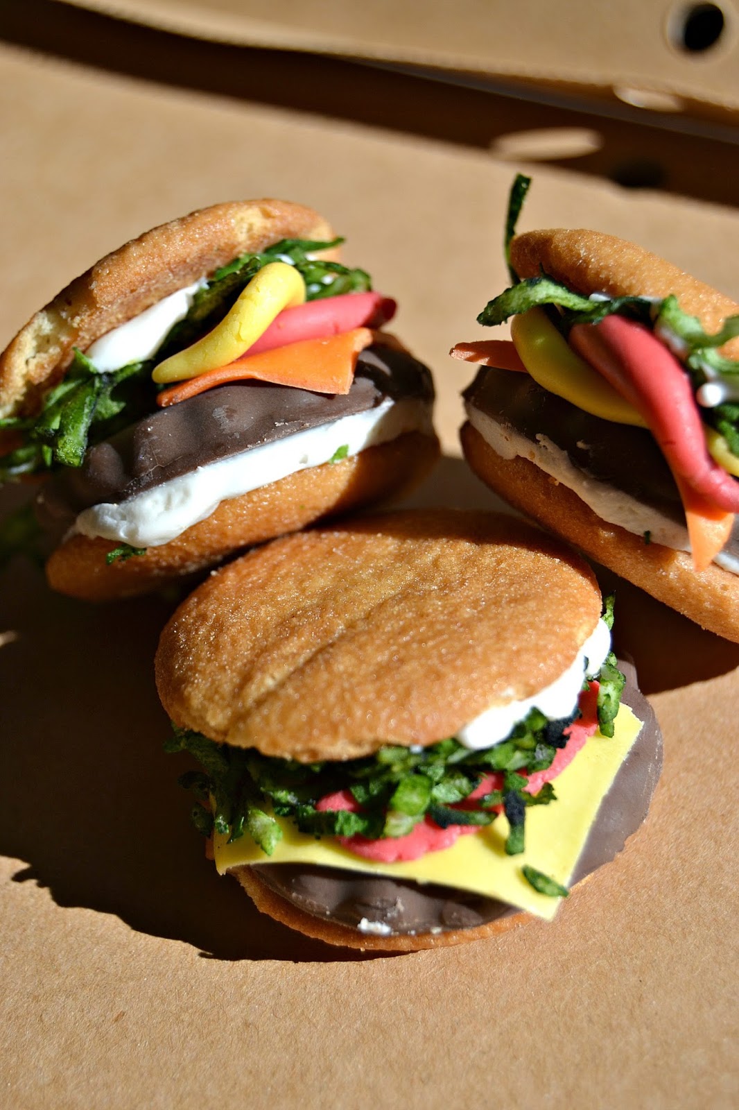 Fun Mini Cheeseburger Cookies fun for April Fools! - Lou Lou Girls