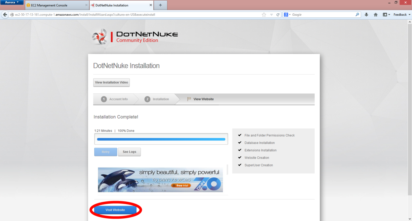The other cloud: Getting started with DotNetNuke using Amazon Web ...