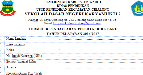 CONTOH FORMULIR PPDB | Library Pendidikan