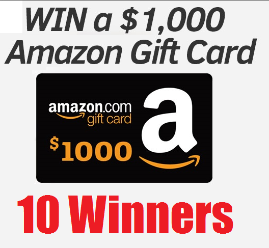 $1,000 Amazon Gift Card Giveaway - 10 Winners. Short 1 Day Giveaway ...