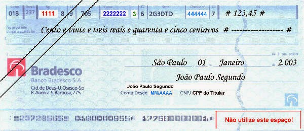 Assistente Administrativo 2014181: Tipos de Cheque