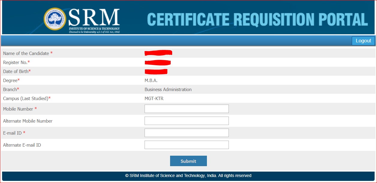 WES - Transcript Application process for SRM university ~ Blog of Plots