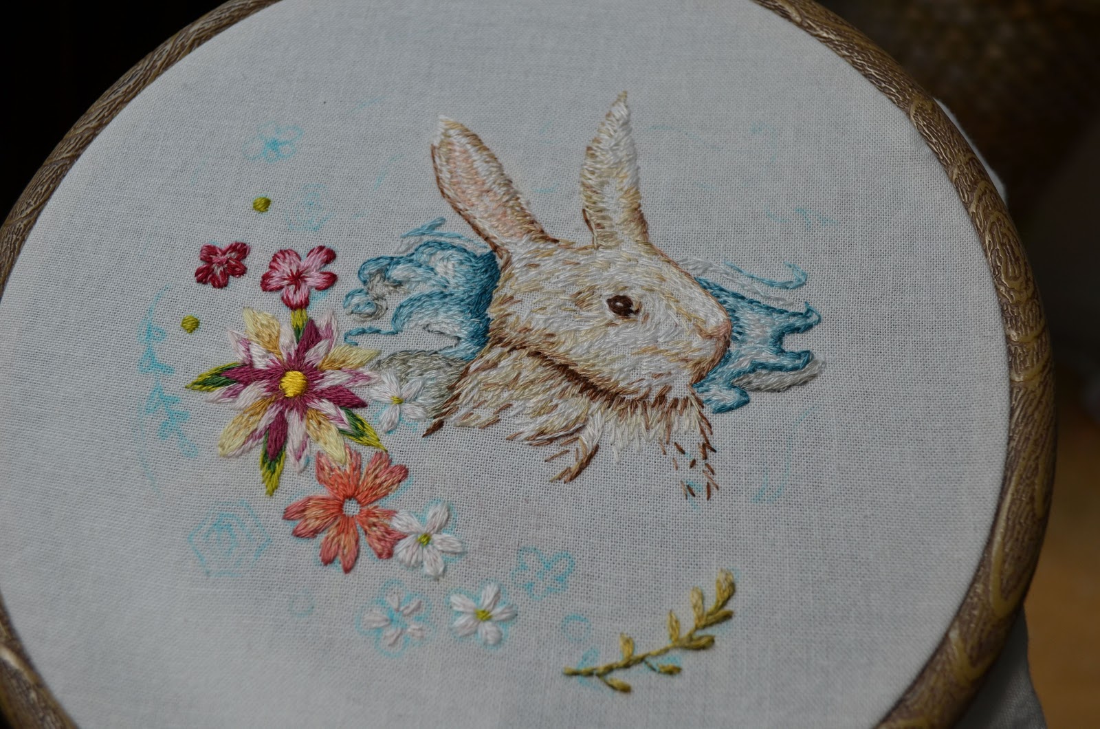 Follow the White Bunny: Simple shading in embroidery tutorial